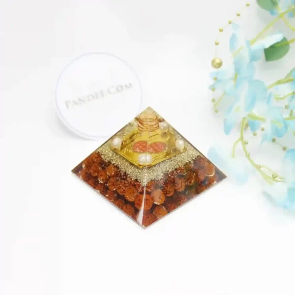 Shri Surya Pyramid Yantra with 5 Mukhi Rudraksha Beads - MahaGuru