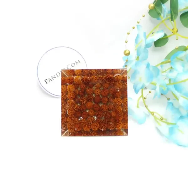 Shri Surya Pyramid Yantra with 5 Mukhi Rudraksha Beads - MahaGuru