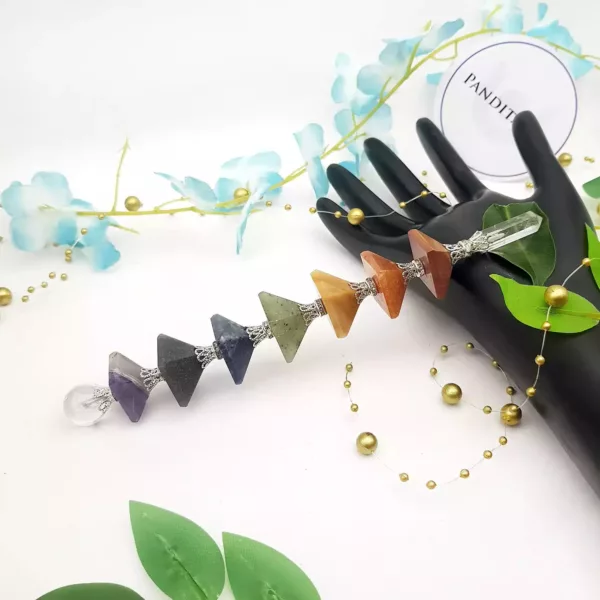 7 Chakra Pyramid Healing Stone Wand - To Restore Energies - MahaGuru