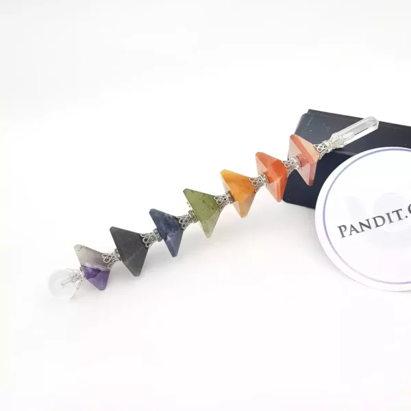 7 Chakra Pyramid Healing Stone Wand - To Restore Energies - MahaGuru