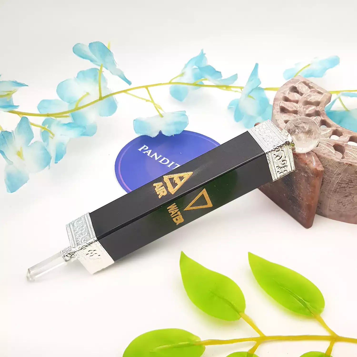 Black Banded Agate 4 Element Healing Stone Wand - To Be Grounded - MahaGuru