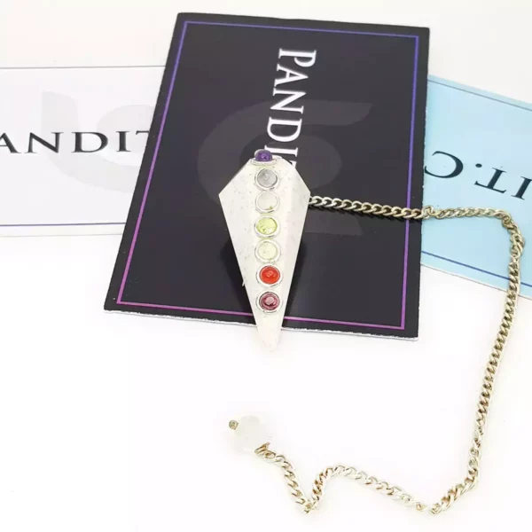Scolecite 7 Chakra Dowsing Pendulum - For Deep Inner Peace - MahaGuru
