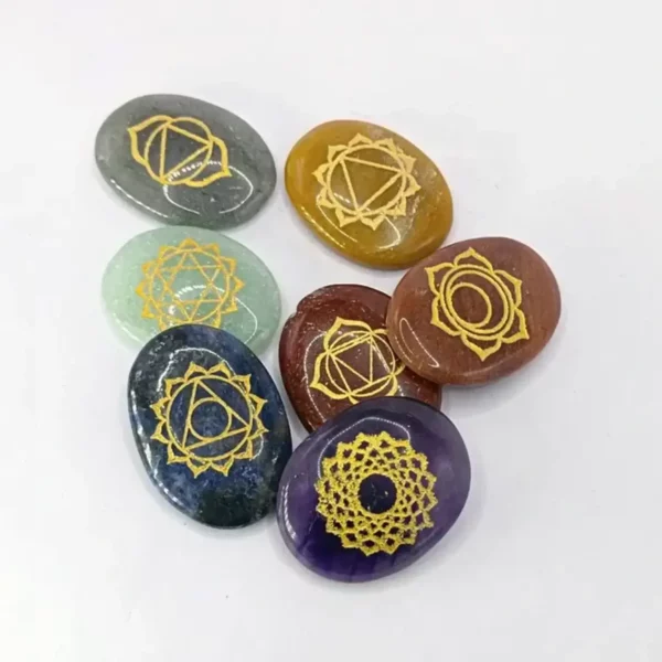 7 Chakra Reiki Symbol Healing Stones Set - MahaGuru