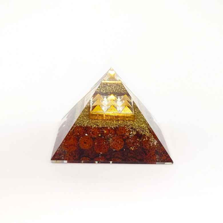 9 Plate Orgone Pyramid with Rudraksha Beads - MahaGuru