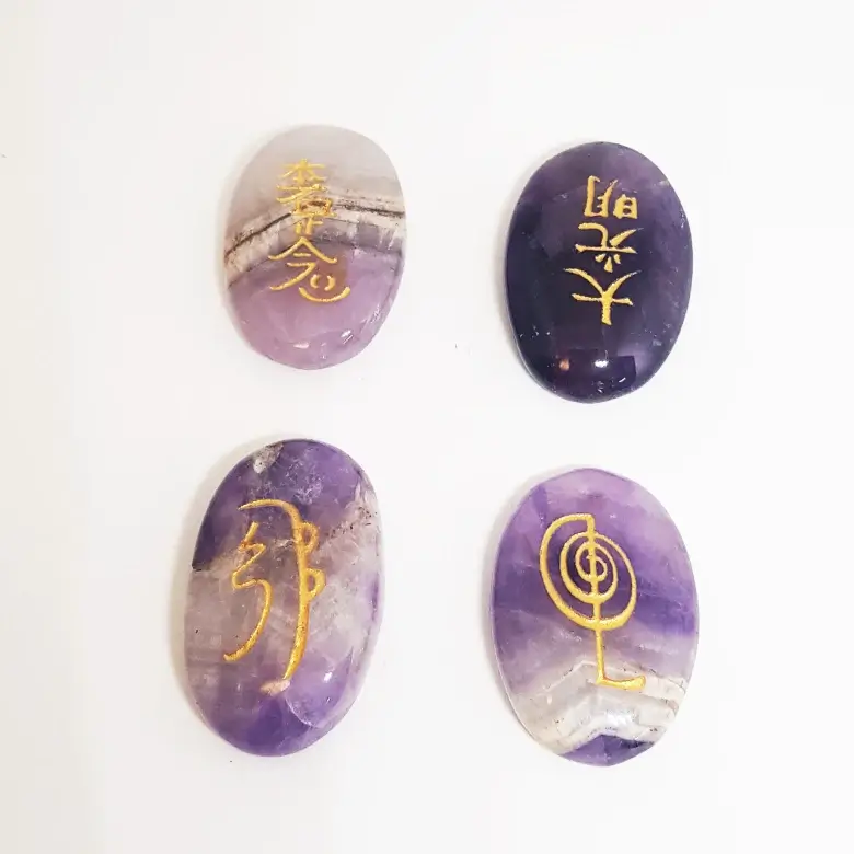Amethyst Reiki Symbol Healing Stones Set - MahaGuru