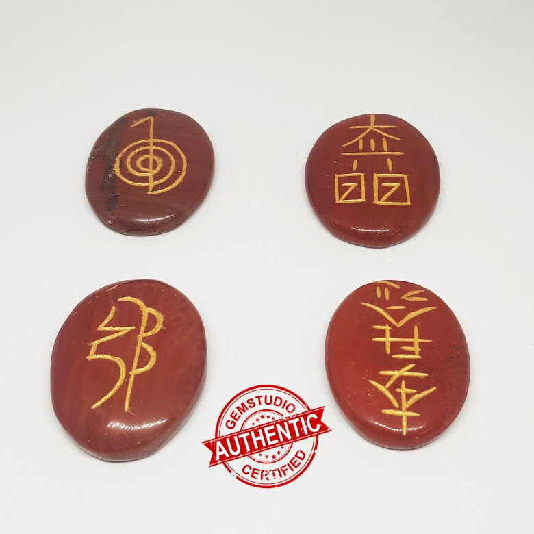 Red Jasper Reiki Symbol Healing Stones Set - MahaGuru