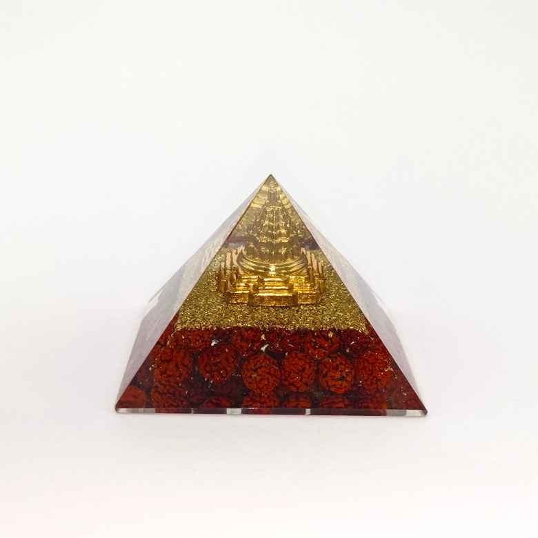 Shree Yantra Orgone Pyramid with Rudraksha Beads - MahaGuru